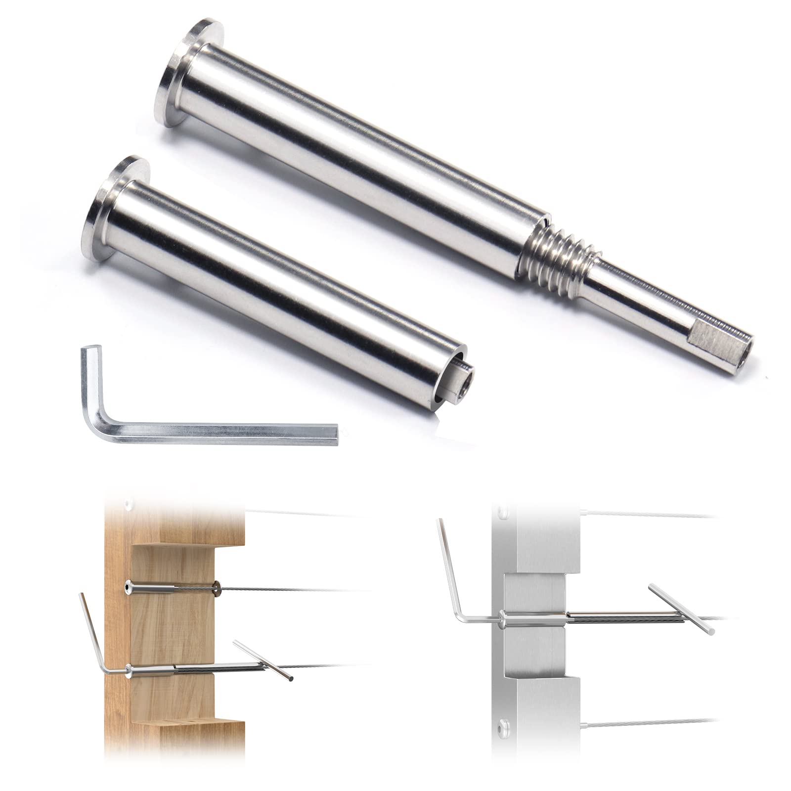 Buy Muzata 10 Pack Invisible Cable Railing kit 1/8" Swage Tensioner ...