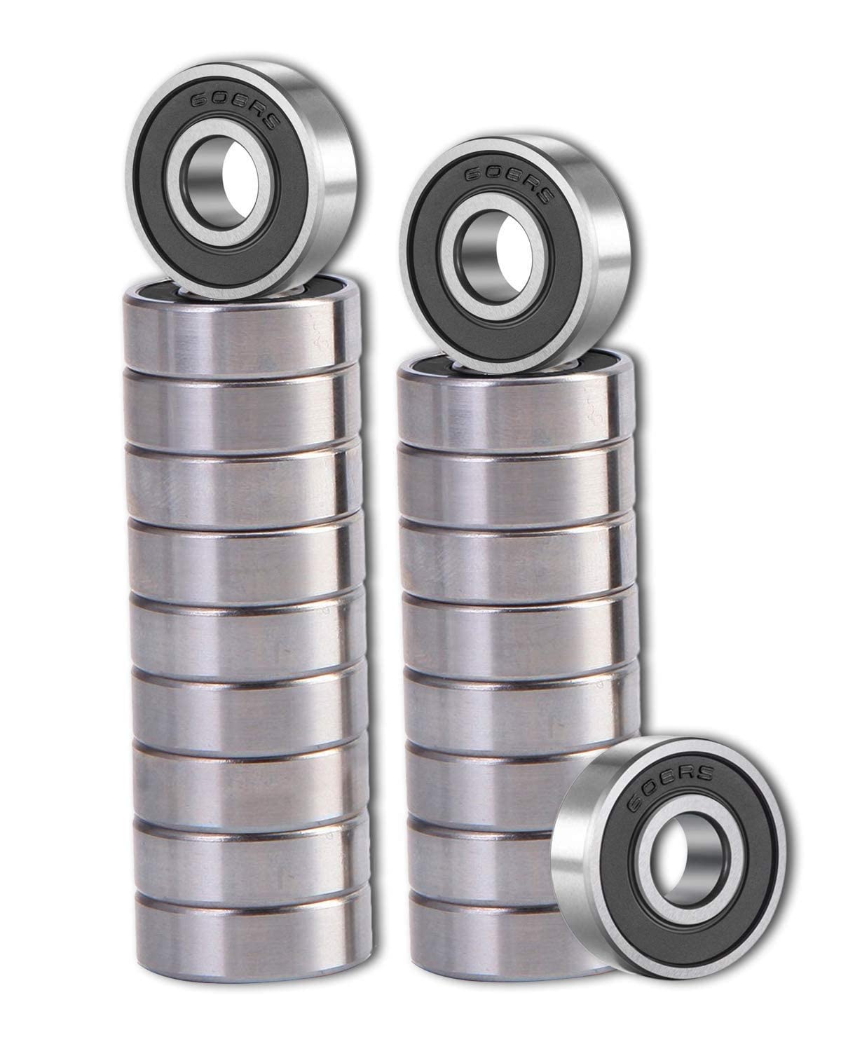 608RS Ball Bearings (8x22x7) 20 Pcs, 608-2RS Skateboard Bearings Rubber ...