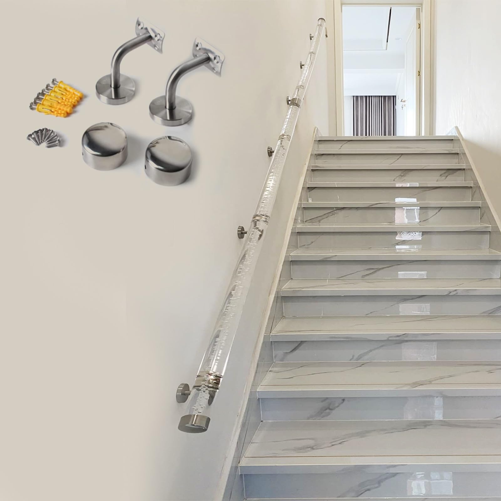 Amazon.com: Hand Rails for Indoor Stairs,Acrylic Handrail, Wall Mount ...