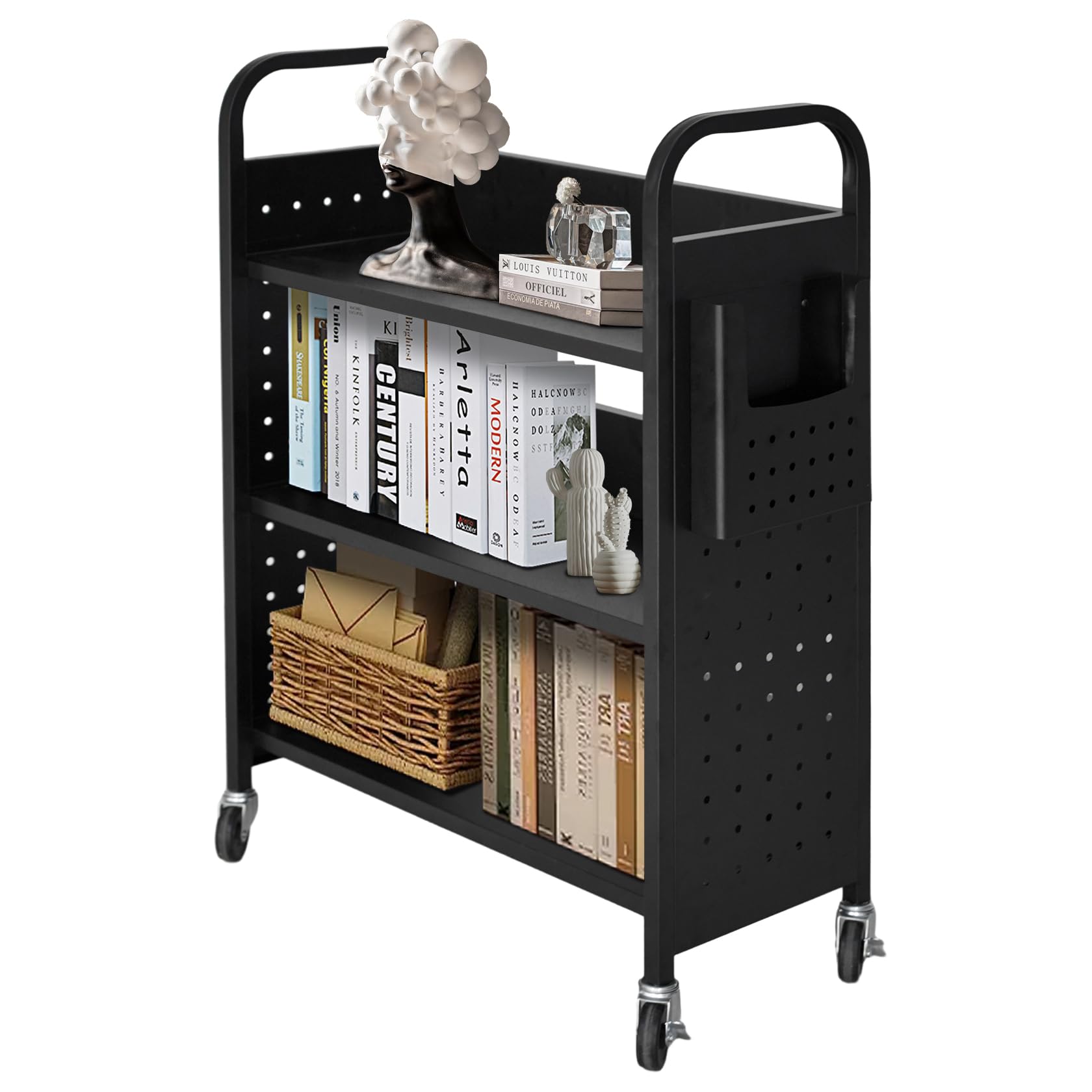 Amazon.com: Hymula 3-Tier Rolling Book Cart - 300LBS Capacity Mobile ...