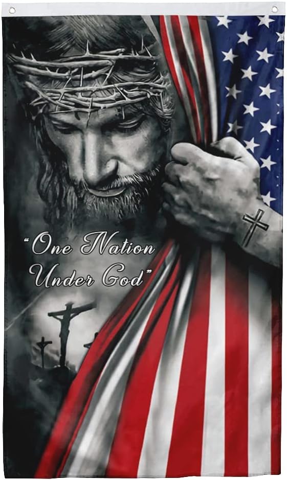 Amazon.com : Faith Over Fear Jesus Flag 3x5 Ft American Flag With Jesus ...