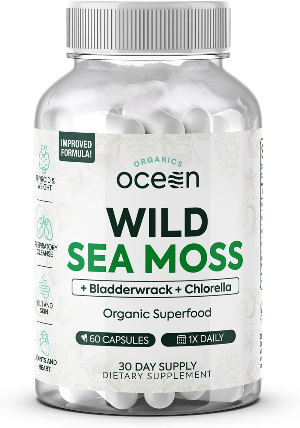 Amazon.com: Organics Ocean Wild Sea Moss Capsules - 100% Organic Irish ...