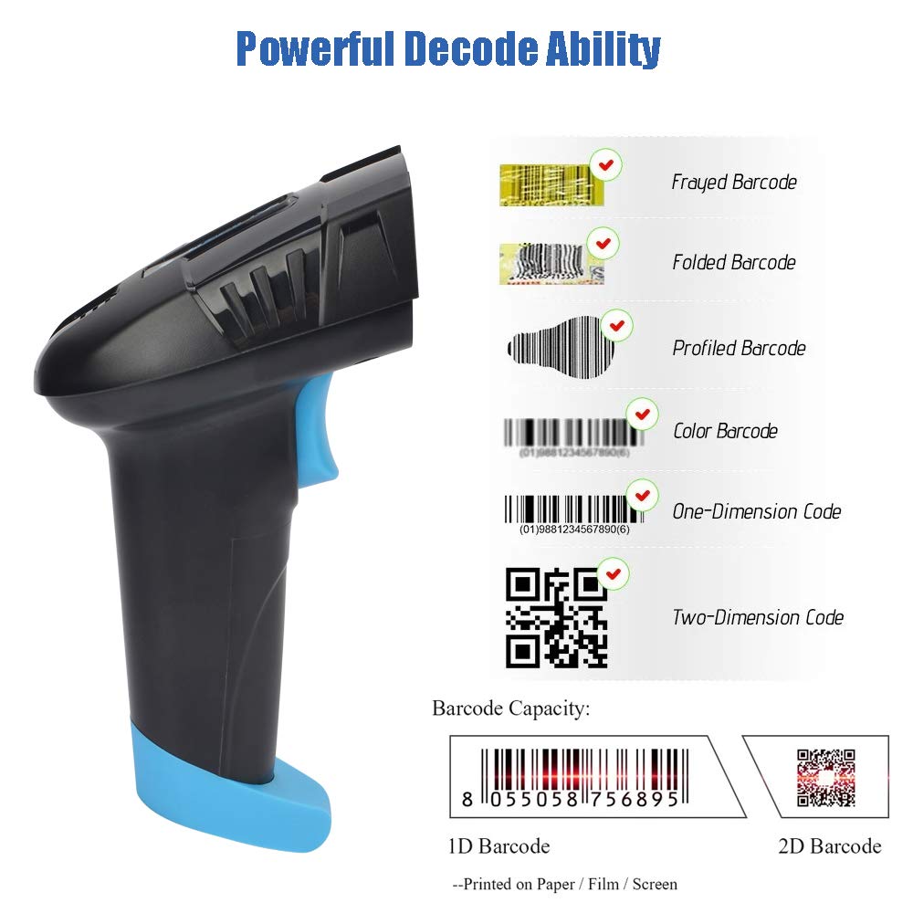 Snapklik.com : REALINN Cordless Barcode Scanner 2D QR Code Reader