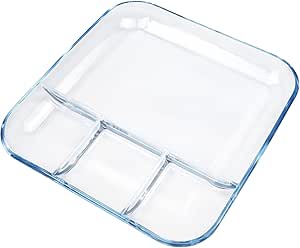 Amazon.com | LERIYUFS Glass Divided Plates, 9in Portion Control Plates ...