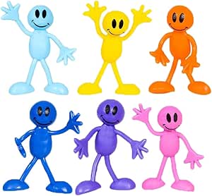 Amazon.com: Zugar Land Colorful Bendable Smile Figures (3") Flexible ...