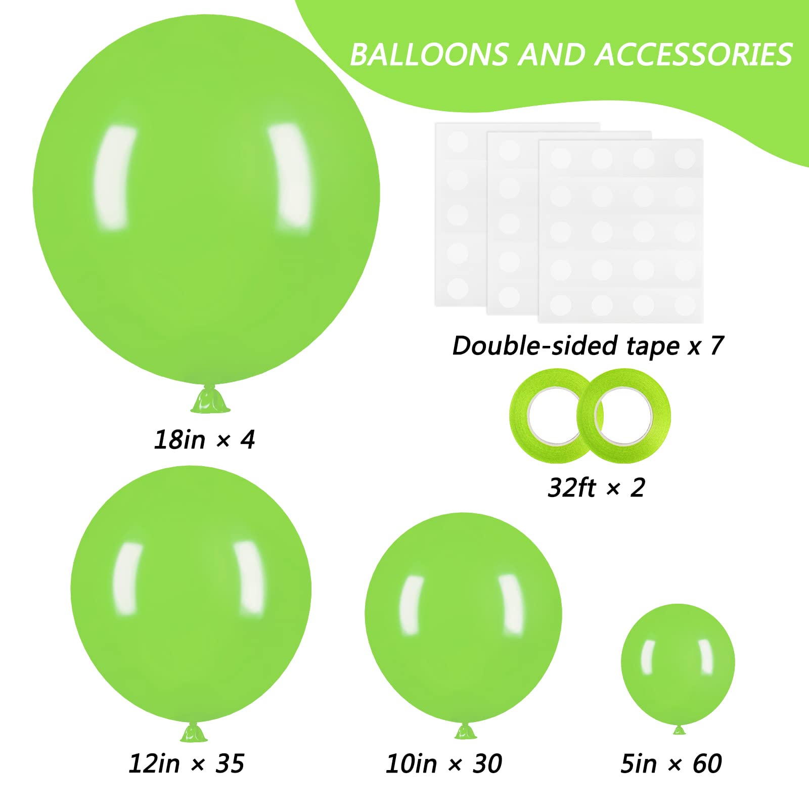Snapklik.com : RUBFAC Lime Green Balloons 129pcs Light Green Balloons ...