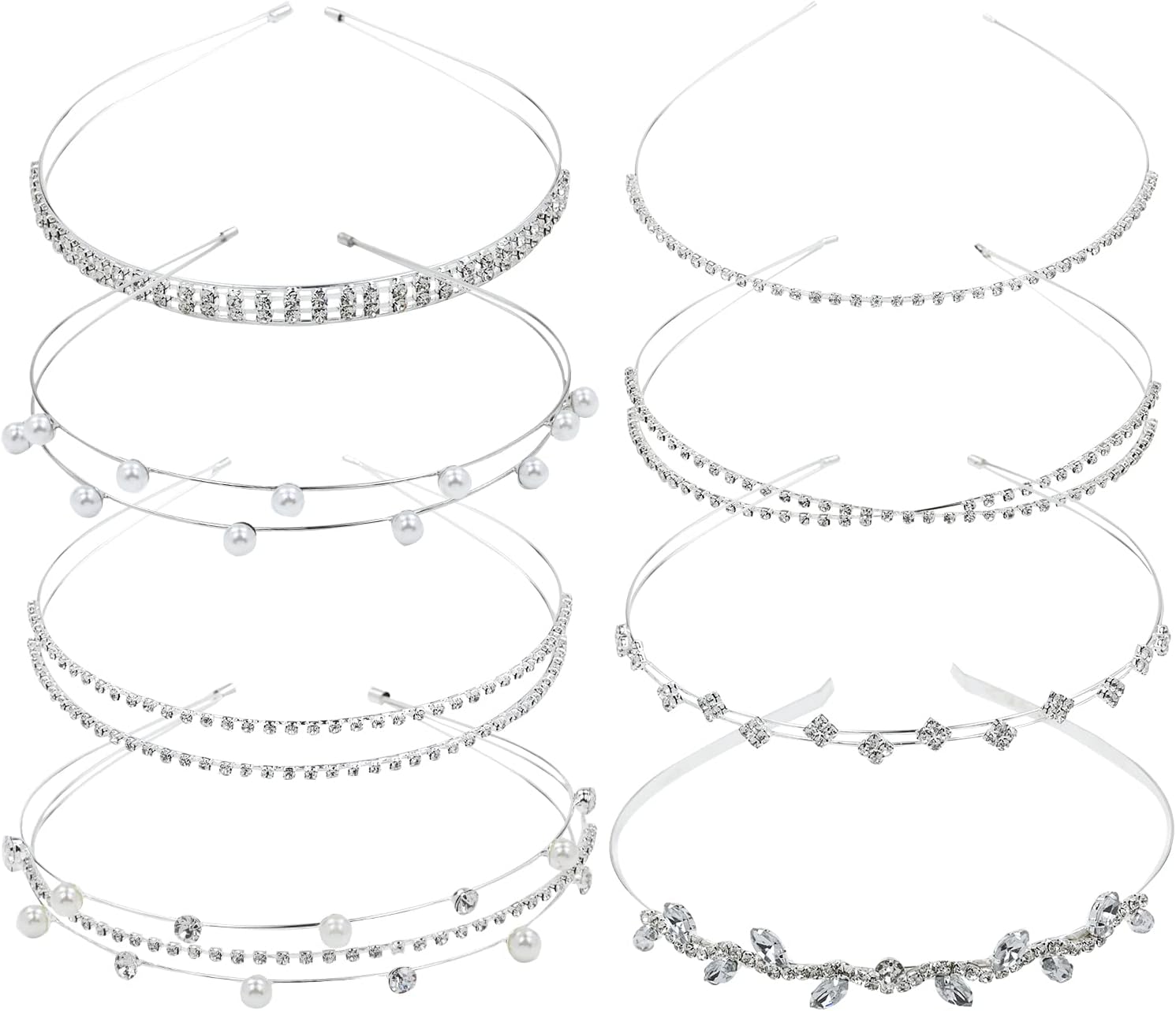 Amazon.com : Lawie 8 Pack Sparkly Rhinestone Pearl Silver Metal ...