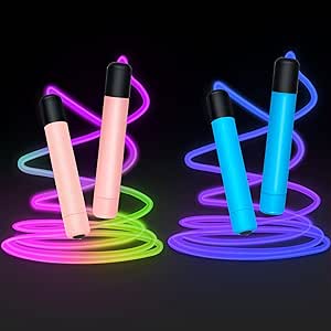 Amazon.com : 2 Pack Glowing Jump Rope for Kids | Led Light Up Skipping Rope Outdoor Indoor ...