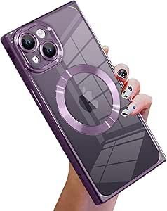 Amazon.com: KANGHAR Case Designed for iPhone 15 Plus Magnetic Clear Case with Camera Lens ...