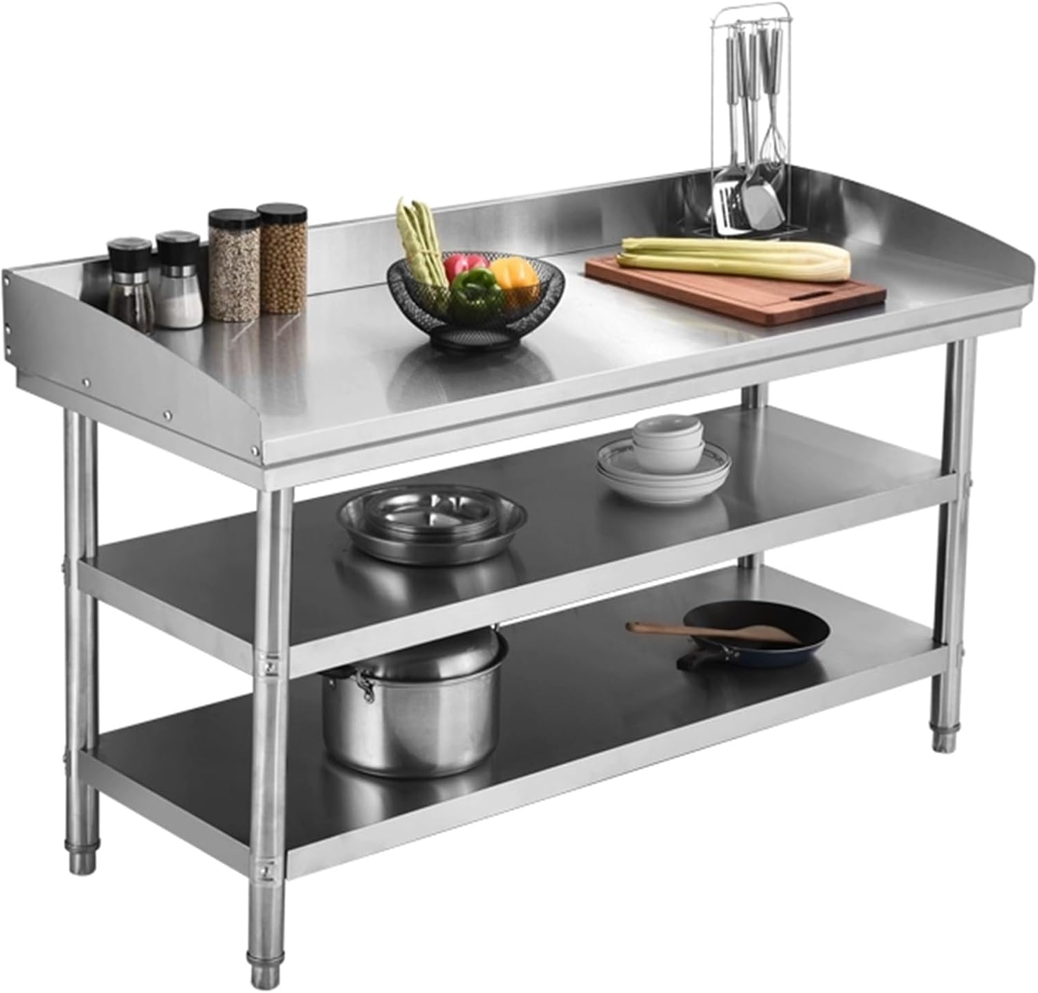 Workbench with Enclosure Three Tier Stainless Steel Workbench Three ...