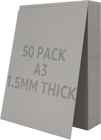 CYEER A3 Greyboard 50 Sheets, 1500 Micron A3 Mount Board, Double-Side ...