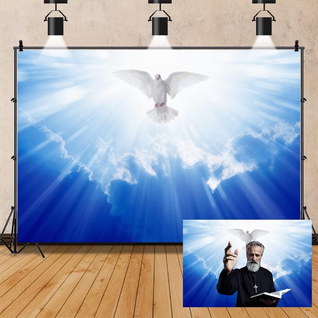 Amazon.com : OERJU 12x8ft Jesus Christ Backdrop Holy Peace Dove Heaven ...