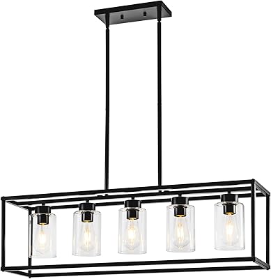 Black Farmhouse Chandeliers for Dining Room, Rustic Kitchen Island ...