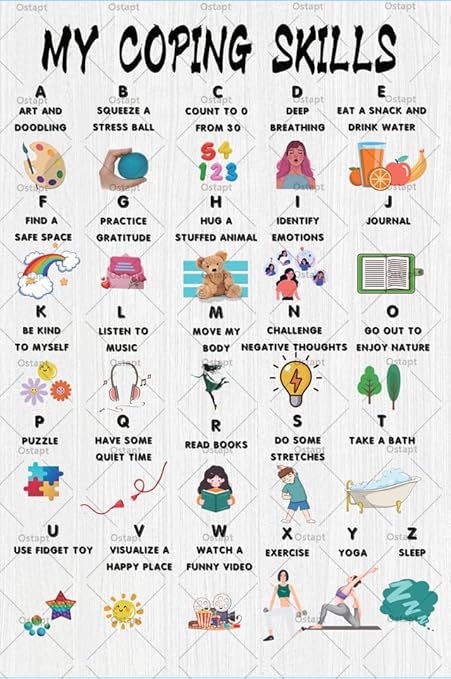 Amazon.com: Ostapt Coping Skills Decor Sign Coping Skills Alphabet ...