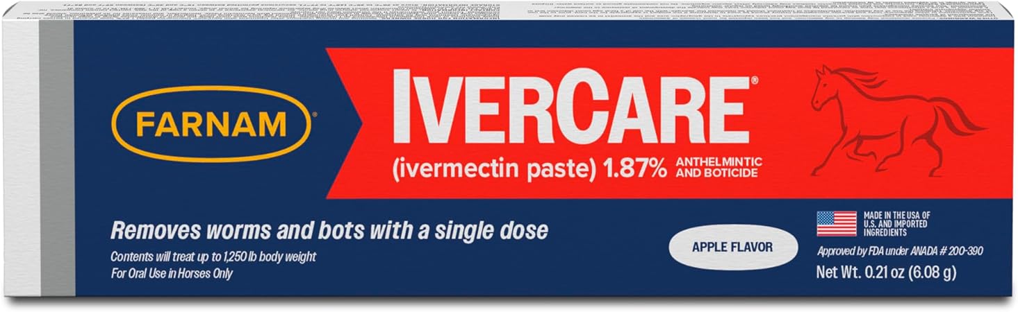 Amazon.com : Farnam IverCare (ivermectin Paste) 1.87% for Horses, Anthelmintic and Boticide, 0. ...