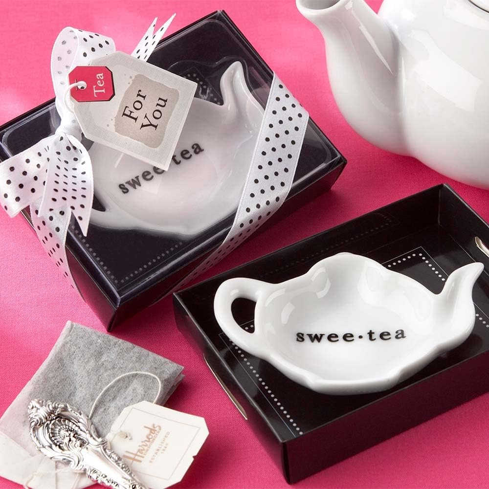Amazon.com: Swee-Tea Ceramic Tea Bag Caddy in Black & White Serving ...