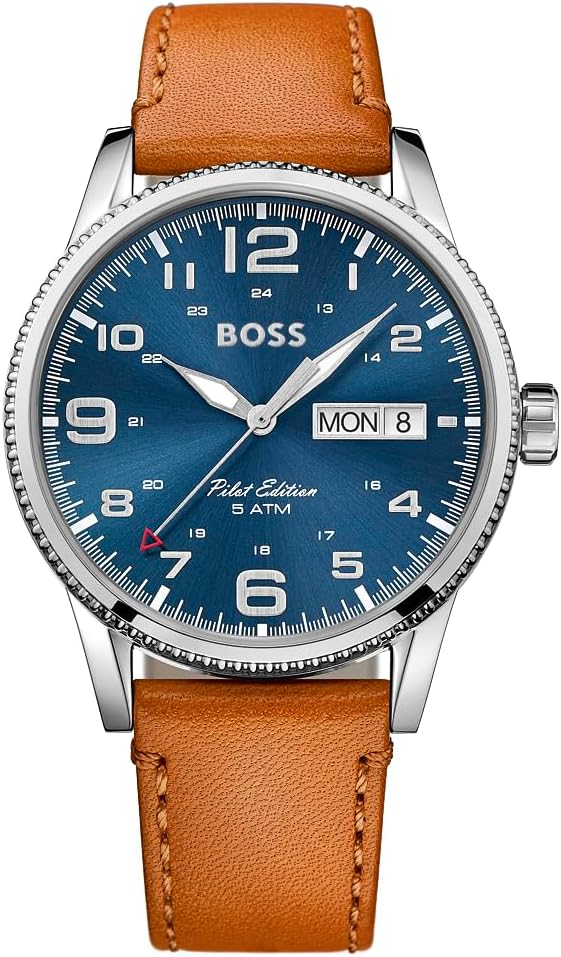 BOSS Analogue Quartz Watch for men with Light Brown Leather strap ...