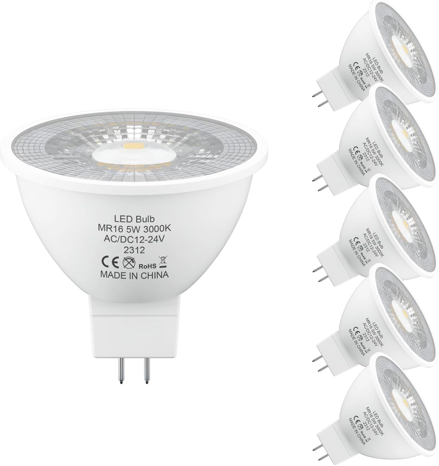 LUTW MR16 LED Bulbs Warm White 3000K, AC/DC 12V/24V GU5.3 LED Spotlight ...