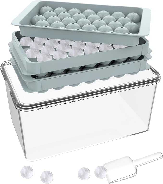 Amazon.com: Idosf Round Ice Cube Tray with Lid & Bin for Mini Fridge ...