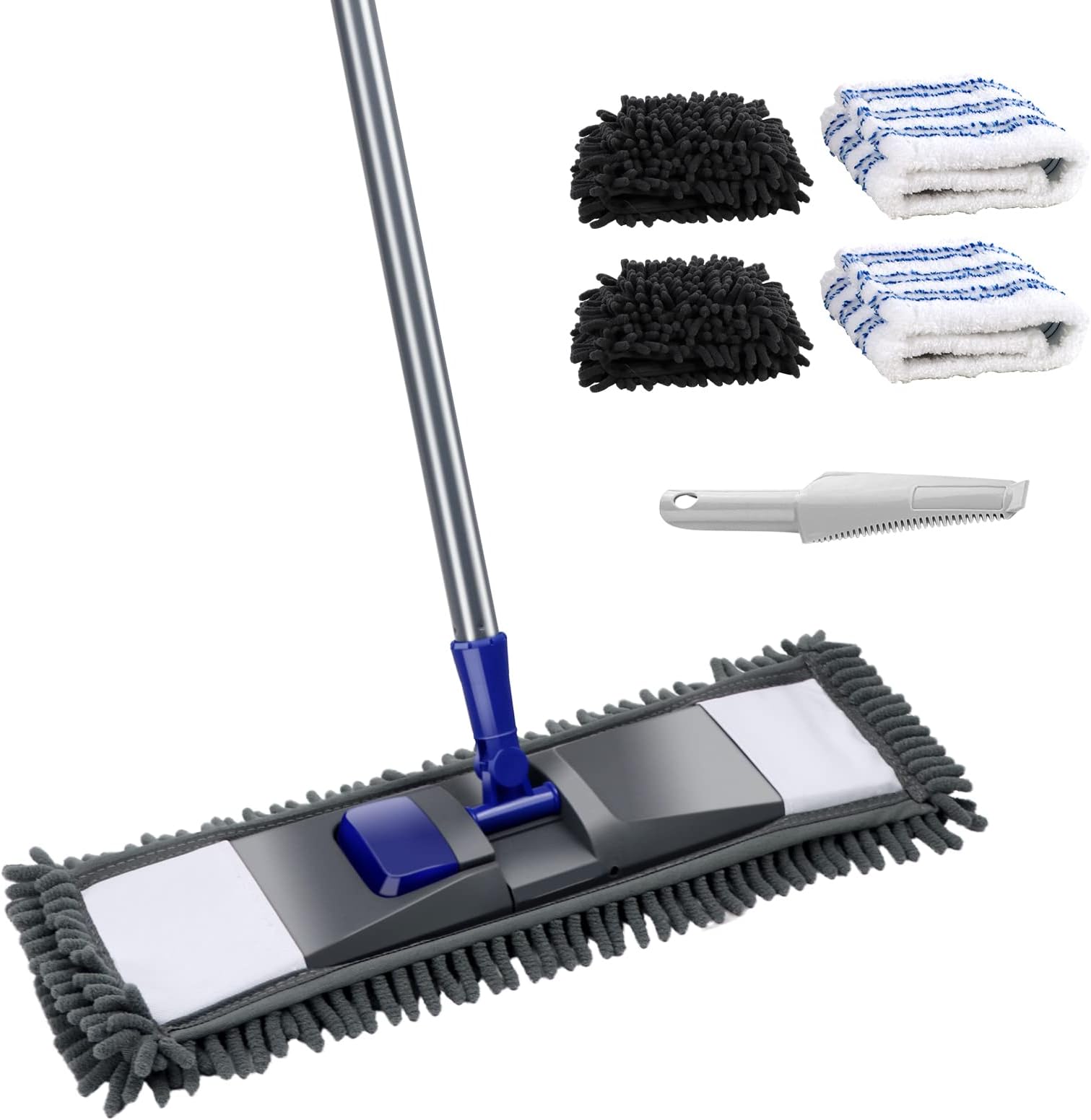 Microfibre Mops for Cleaning Floors - BPAWA 150cm Flat Floor Mop with 4 ...