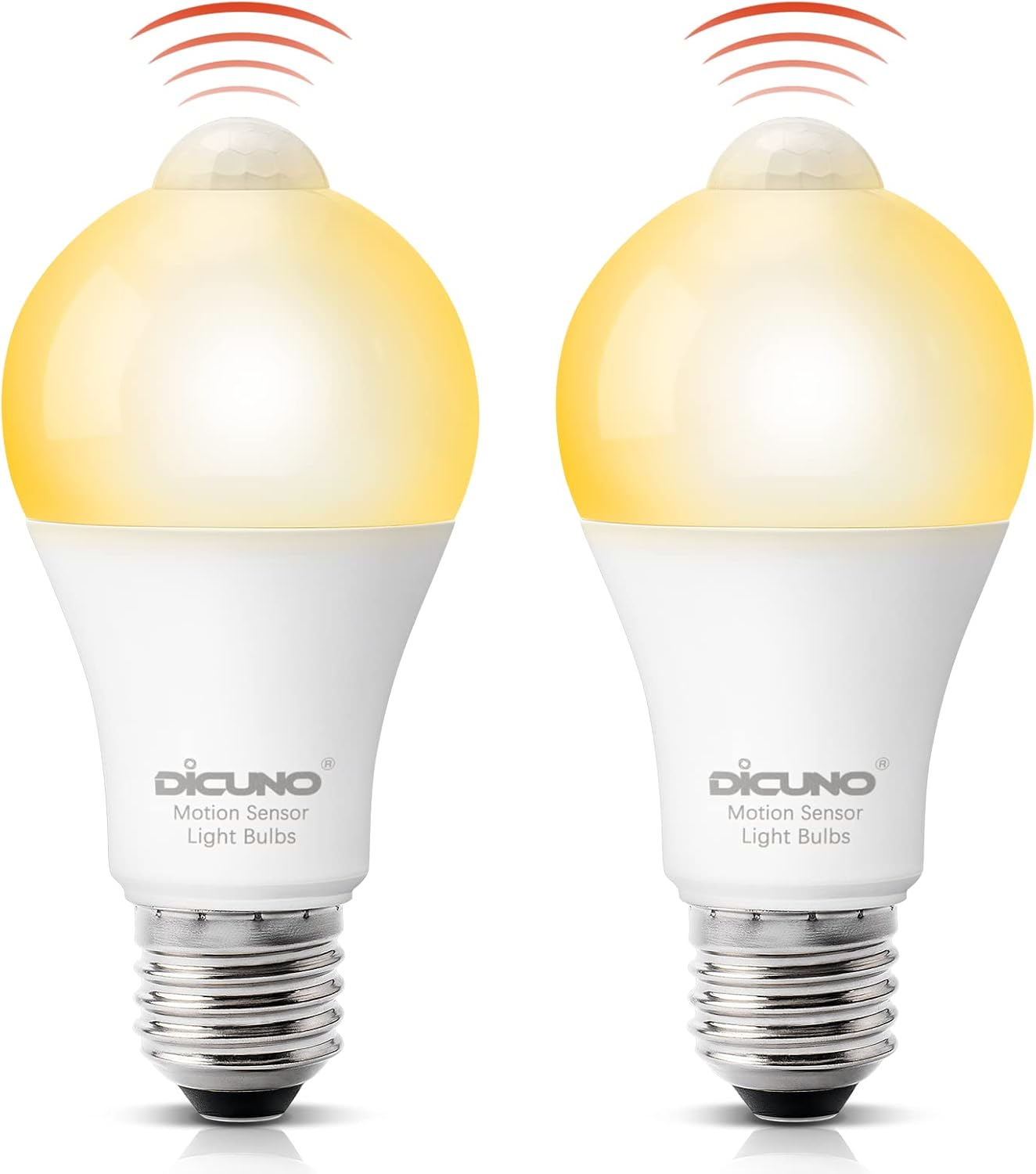 DiCUNO Motion Sensor Light Bulbs, PIR Motion Detector E27 Bulb, Warm ...