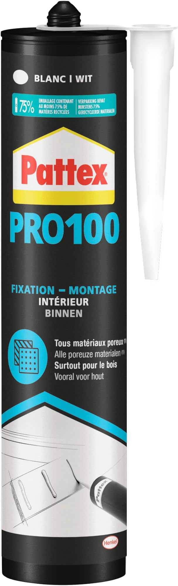 Pattex PRO100 Colle Acrylique, Colle de fixation pour intérieur, Colle ...