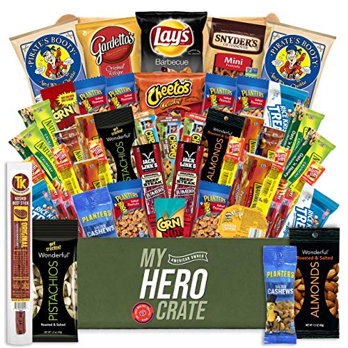 My Hero Crate Military Care Package - 50 Pcs Snack Box Gift Basket ...