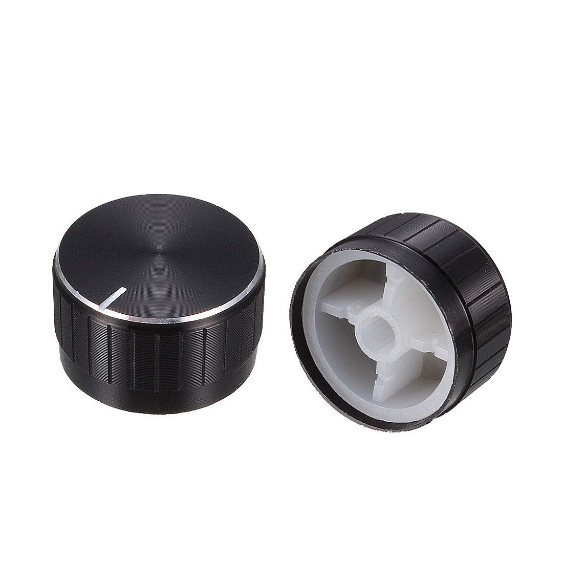 uxcell 2 Pcs Black Plastic Potentiometer Rotary Control Knobs Caps ...