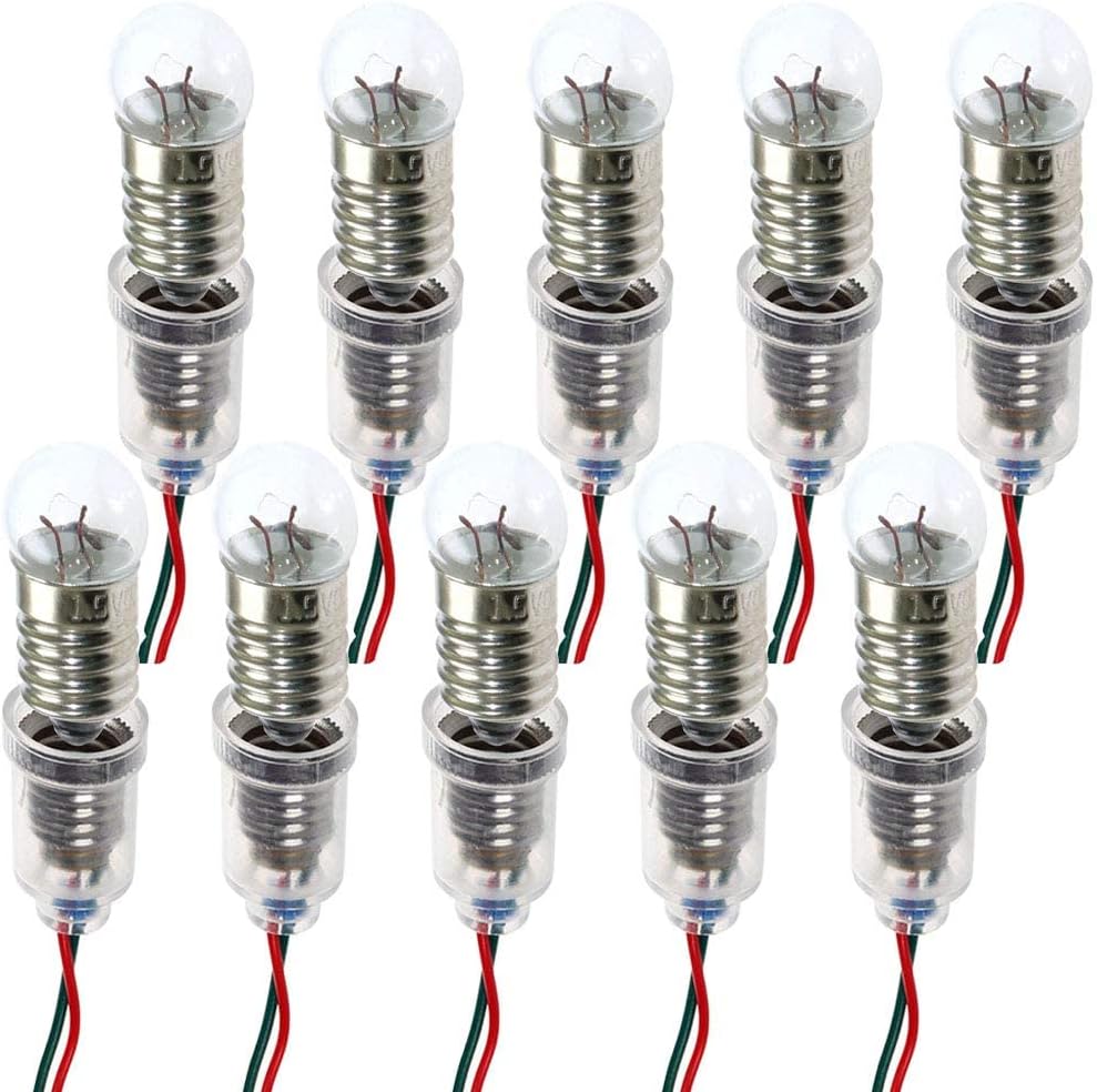 MEETOOT Set of 10pcs 1.5V Screw Mini Bulbs and 5pcs E10 Mini Bulb Holder Light Socket Base with ...