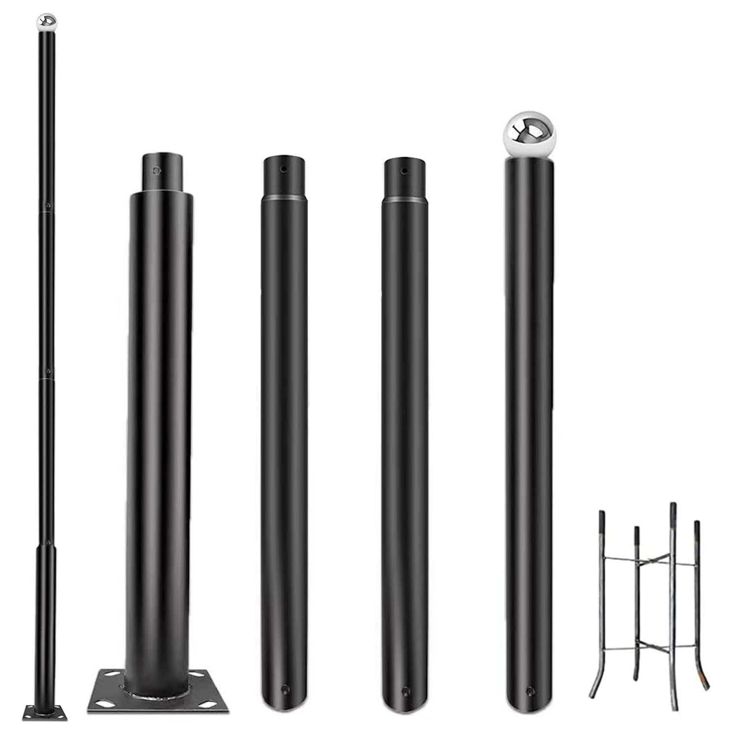 iFvBey Street Light Pole 13ft Tall - Black Outdoor Adjustable Metal ...