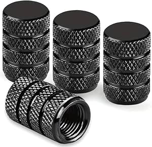 Tyre Valve Dust Caps, Black, 4 pcs/Pack, Anodized Aluminum Tyre Dust ...
