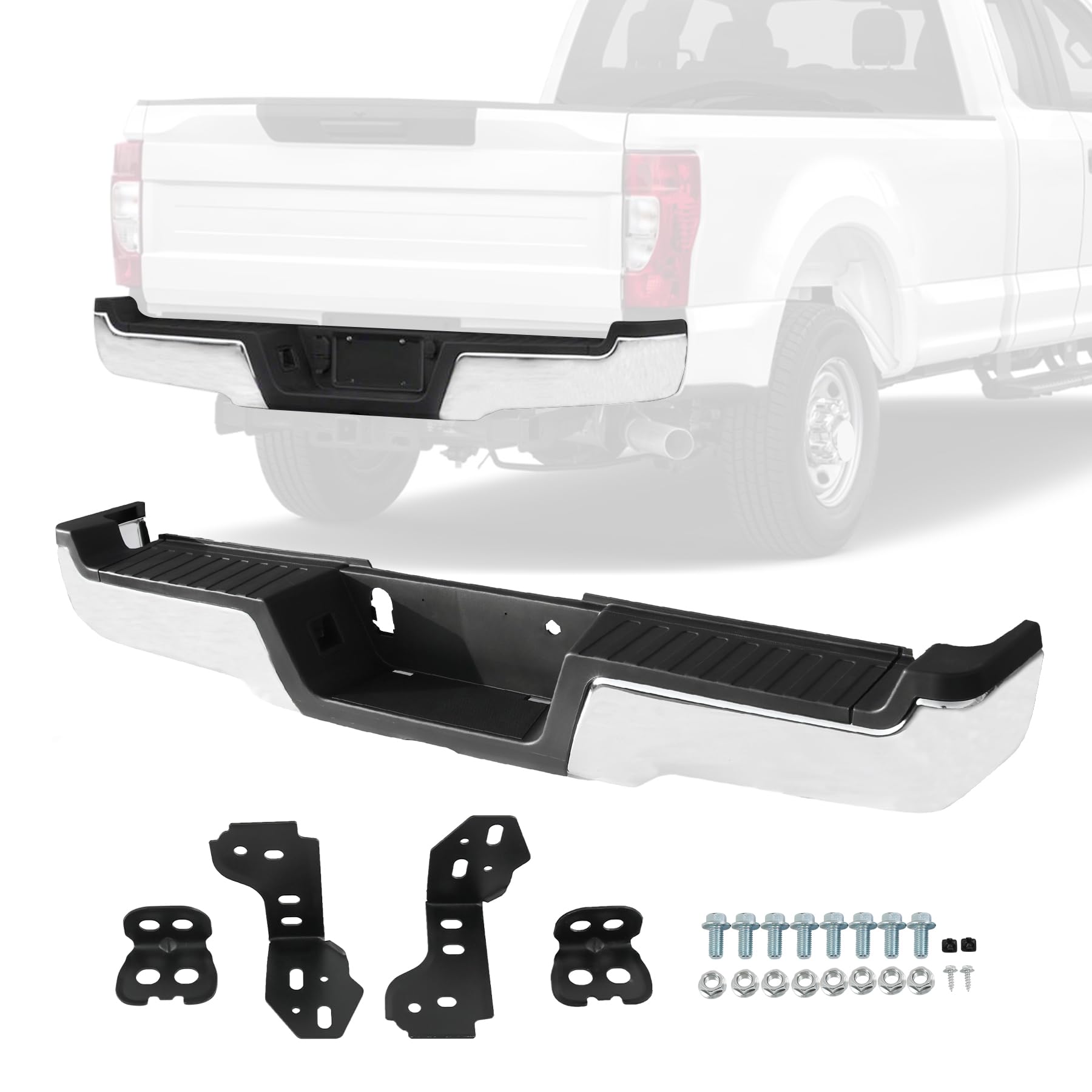 Amazon.com: Rear Step Bumper Assembly Chrome Steel Replacement For Ford ...
