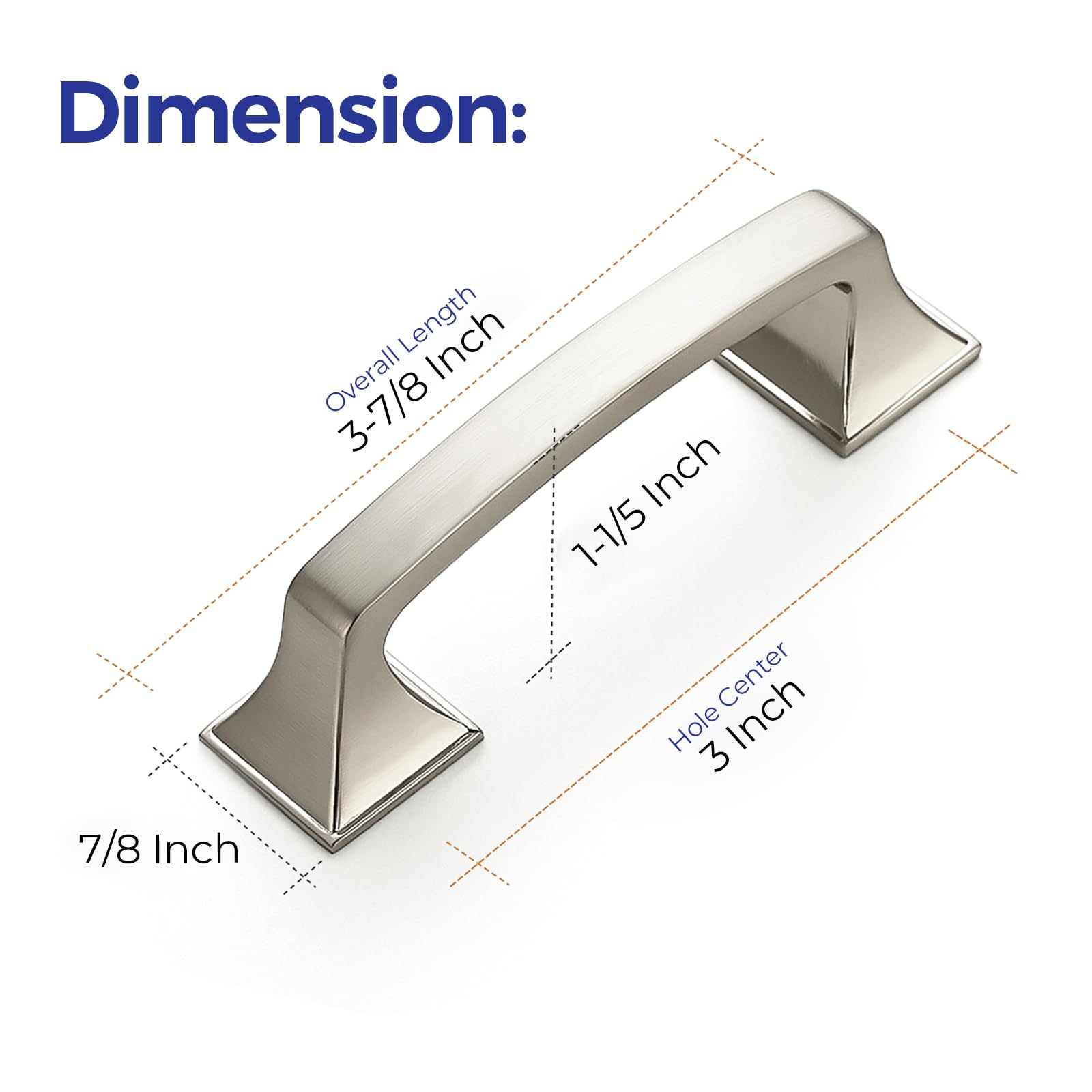 Snapklik.com : 15 Pack Solid 3" Square Foot Arch Pulls Kitchen Cabinet ...