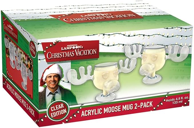ICUP National Lampoon's Christmas Vacation 2 Pc Clear Acrylic Moose Mug ...