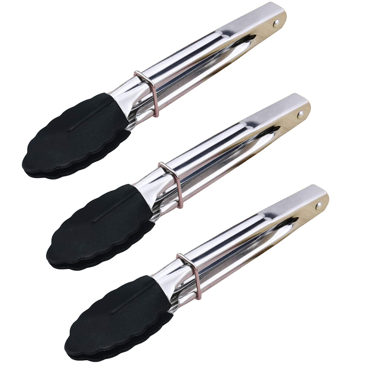 Amazon.com: Premium Kitchen Tongs with Silicone Tip,Mini Metal Cooking ...