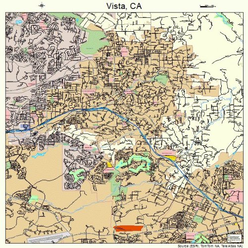 Large Street & Road Map of Vista, California CA - Printed poster size ...