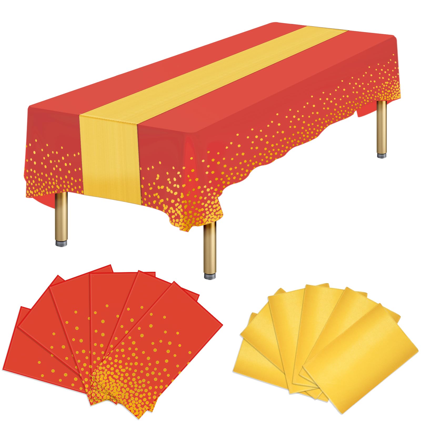 Amazon.com: 12 Packs Plastic Red Tablecloth for Rectangle Table ...