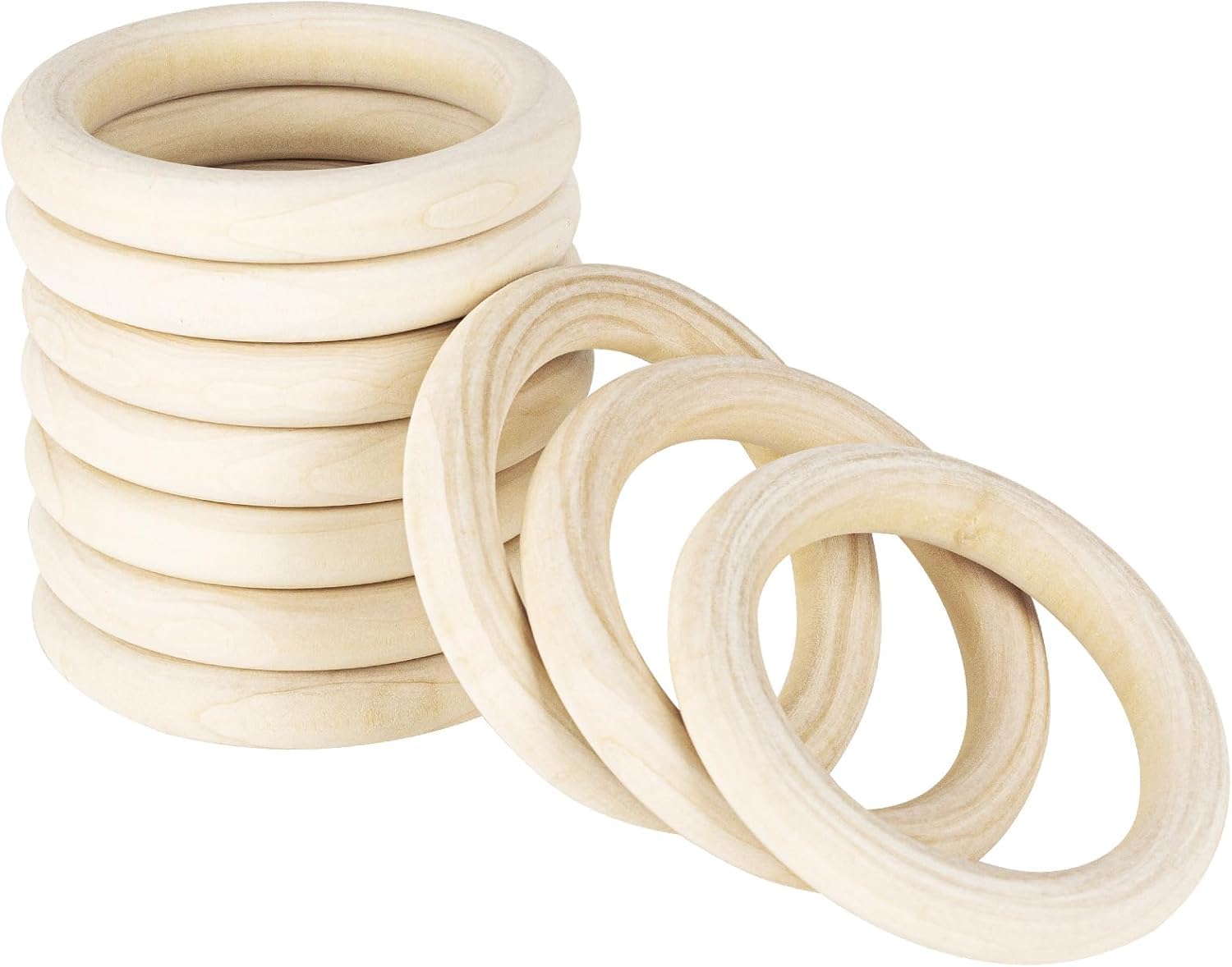 Amazon.com: 20PCS 3 inch Unfinished Wooden Rings for Craft, 75mm ...