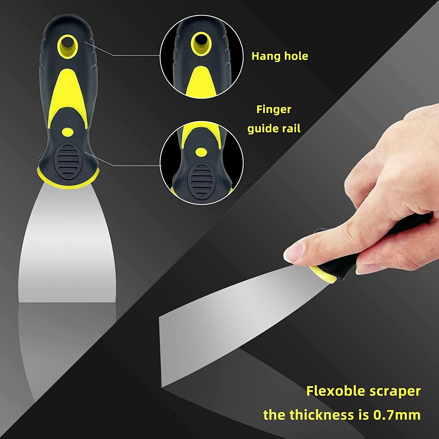 Putty Knife Set, 4 Piece (2,3,4,5 inch), Metal Carbon Steel Scrapers ...