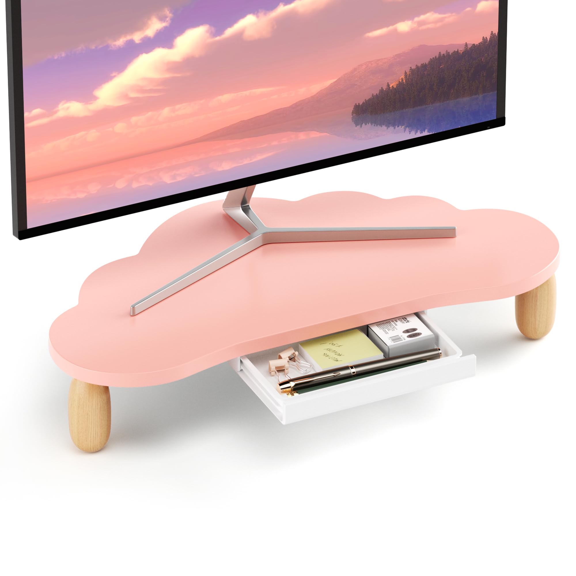 Amazon.com: AFOOYO Monitor Stand Riser,Cloud-Shaped Sturdy Wood ...