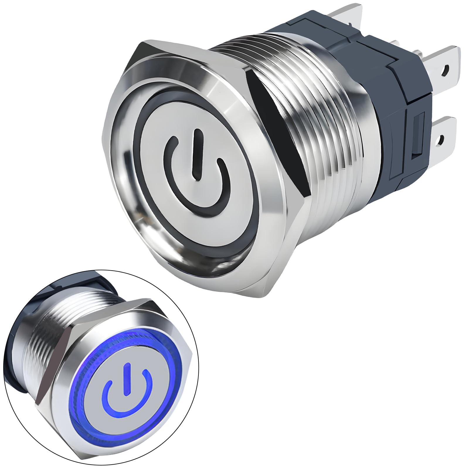 Snapklik.com : 15Amp Momentary Push Button Switch IP67 Waterproof 22mm ...