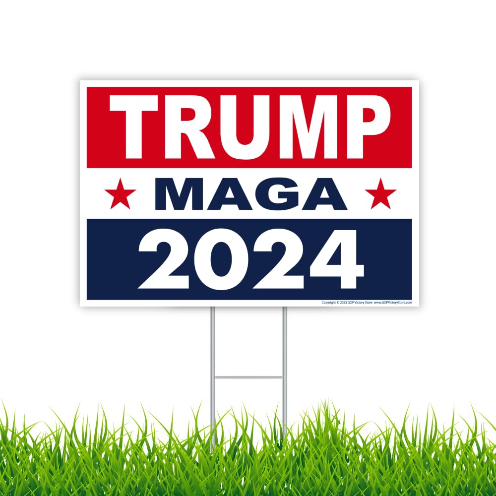 Amazon.com : Political Campaign Yard Sign w/Stake, Donald Trump 2024 ...