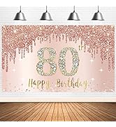 Amazon.com: Happy 80th Birthday Banner Backdrop Decorations with ...