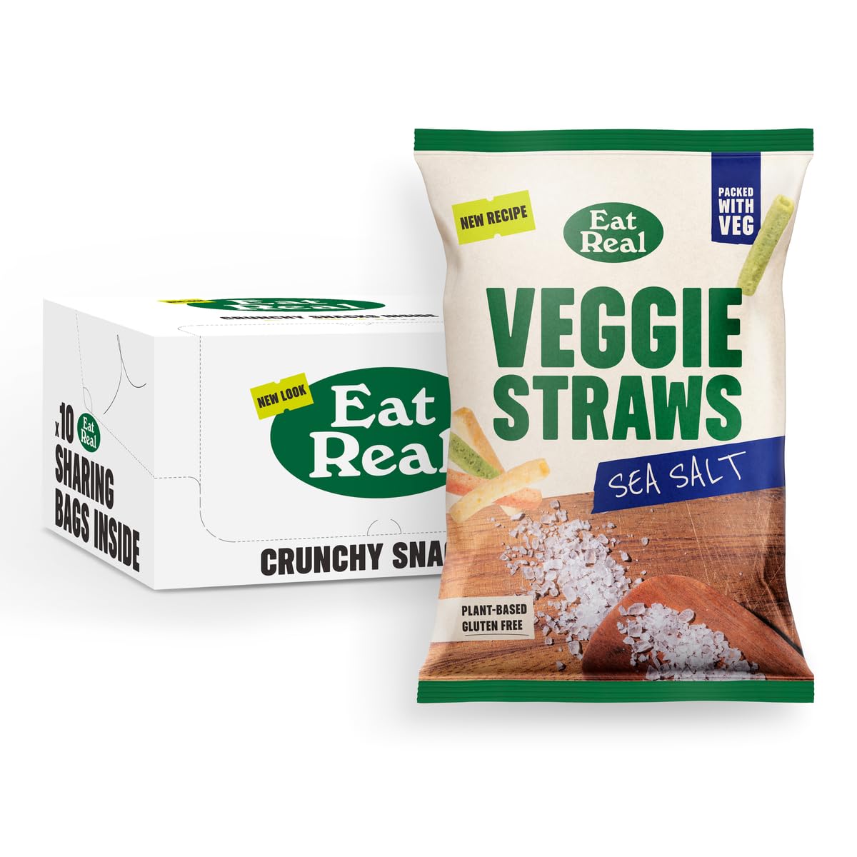 Eat Real, Veggie Straws, Sea Salted, 10 x 110g, Gluten-Free Snack ...