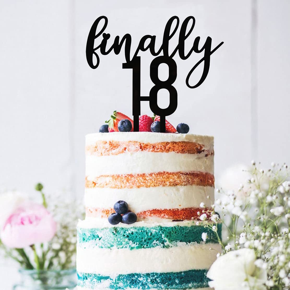 Buy Black Finally 18 Anniversary Cake Topper Eighteen Cake Topper l ...