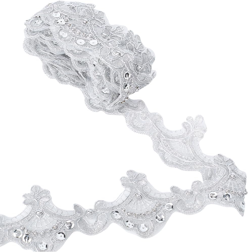 Amazon.com: GORGECRAFT 3 Yards 2.4 Inch Silver Venice Lace Trim ...