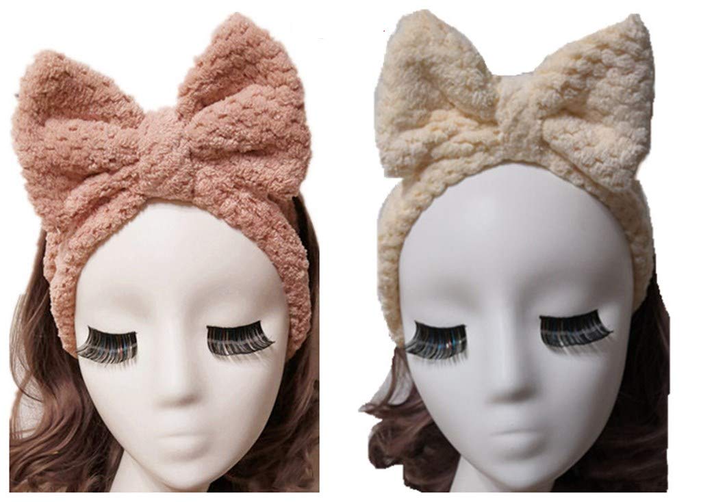 Amazon.com : IvyMei 2 Pack Microfiber Headband,Bow Wash Face Cosmetic ...