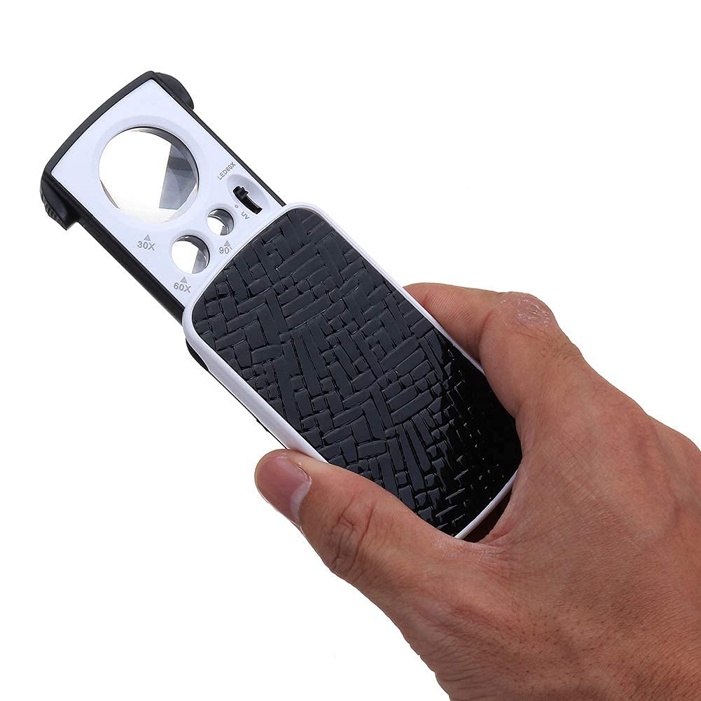 Magnifier Led Lighted Slide Out Pocket Magnifying Glass 30x 60x ...