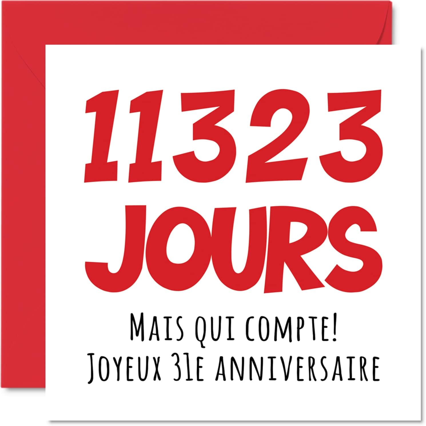 Carte Anniversaire 31 Ans Adulte Hommes Femmes - 11323 Jours - 31e ...