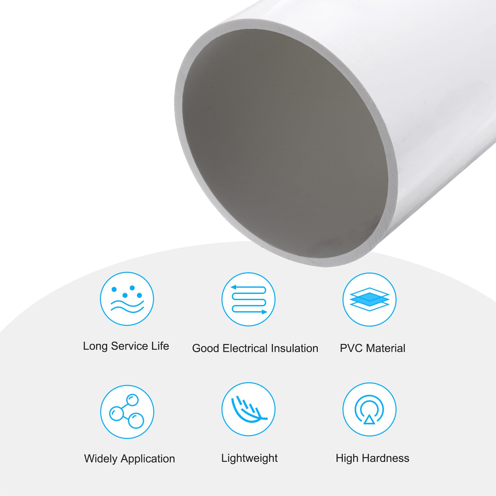 Dark Grey High Impact Water Pipe MECCANIXITY 2 Inch Round Pipe Hardware ...